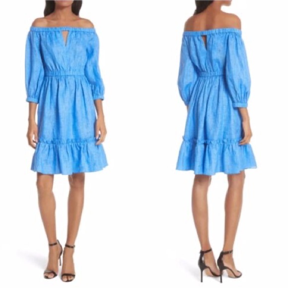 Milly | Dresses | Milly Amanda Off The Shoulder Linen Dress | Poshmark